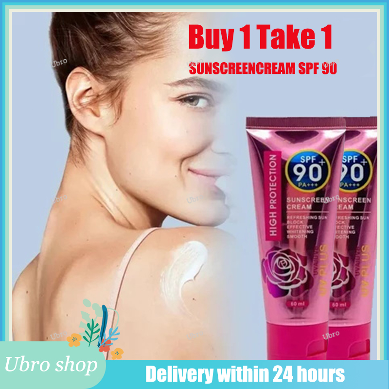 Sunscreen Cream Waterproof SPF 90+ Facial Buy 1 Take 1 High Protection UV PLUS 60ml Whitening ...