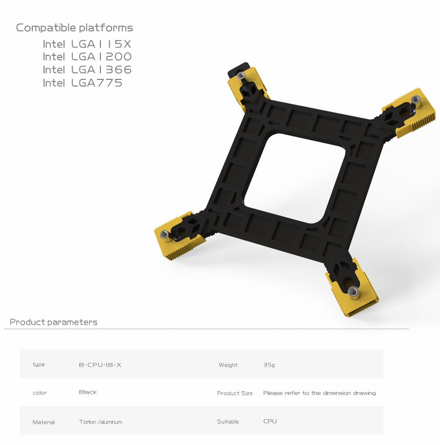 Bykski Motherboard Backplate Bracket Only for INETL LGA 115X 1200 1366 ...