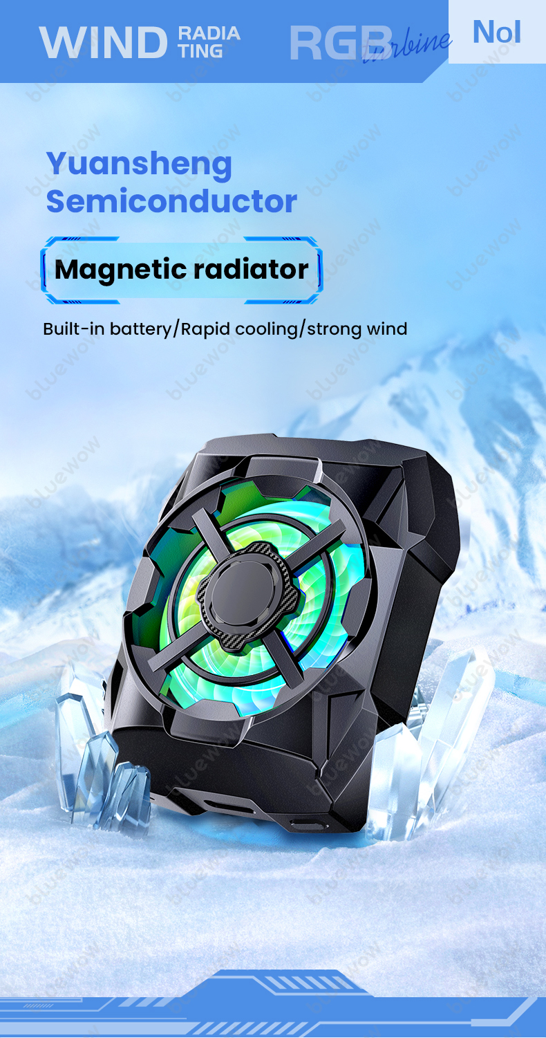 BlueWow Phone Cooling Fan Rechargeable 3 Speeds Adjustable Gaming ...