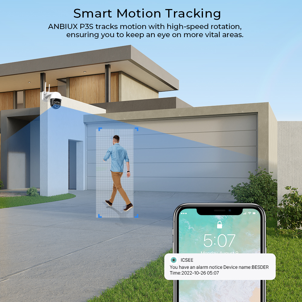 ANBIUX | ICSEE P3S | 4K | 8X Zoom | Pan/Tilt | IP66 Waterproof | Night ...