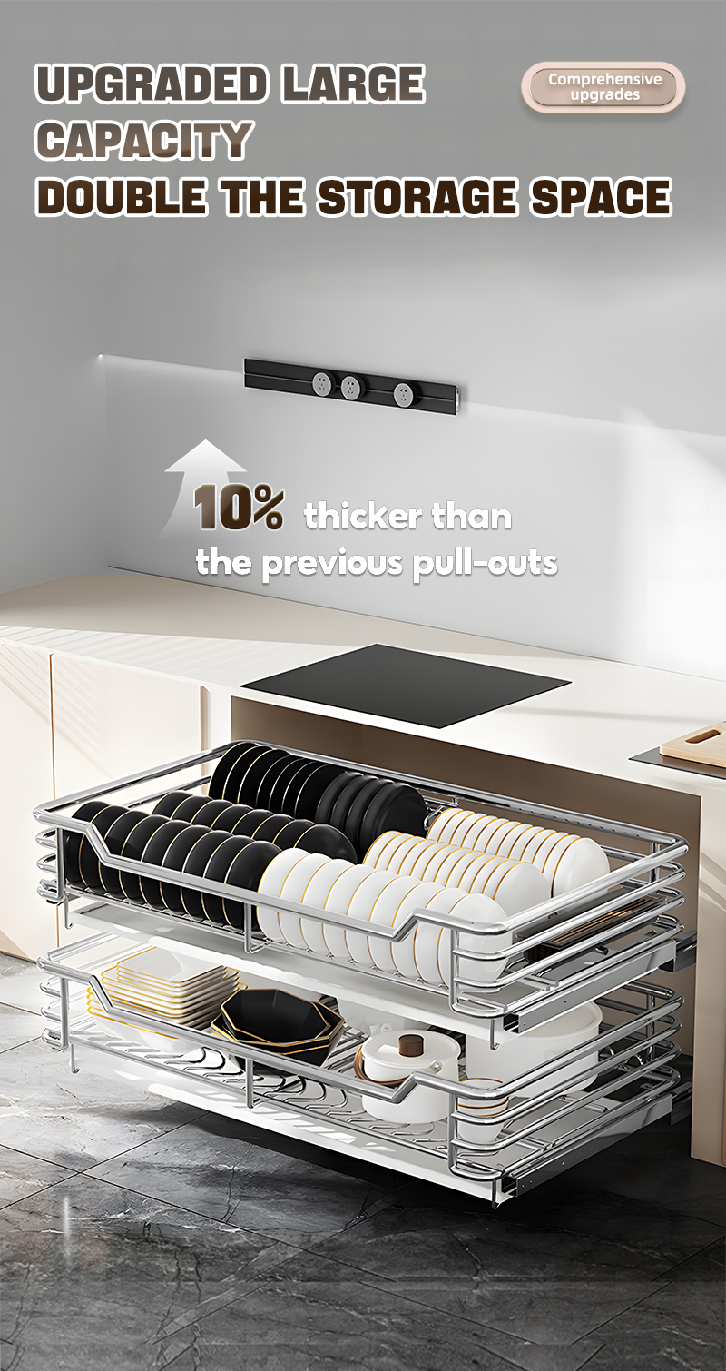 Pull Out Dish Rack Organizer Stainless Pull Out Basket Kitchen Cabinet ...