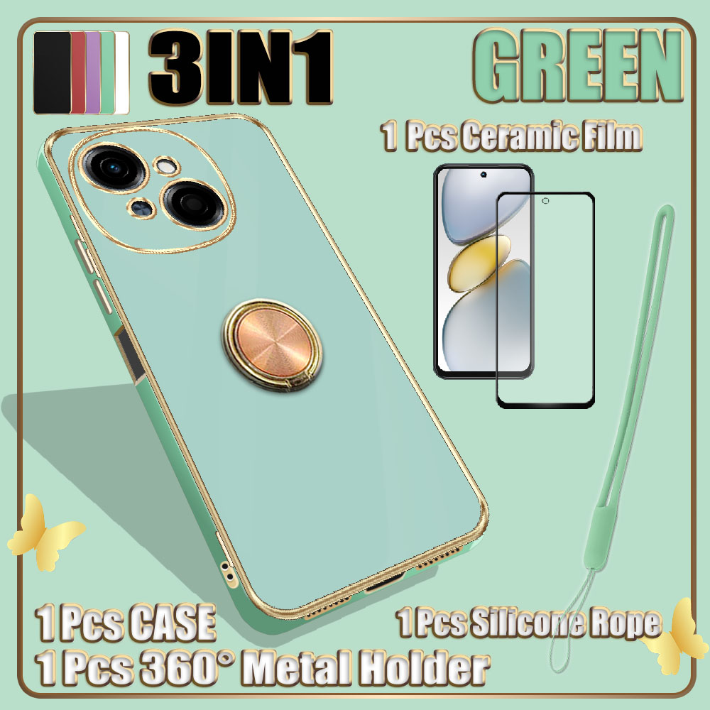 3 IN 1 For Tecno Spark Go 1/Spark Go 2025/POP 9 4G Electroplated Case ...