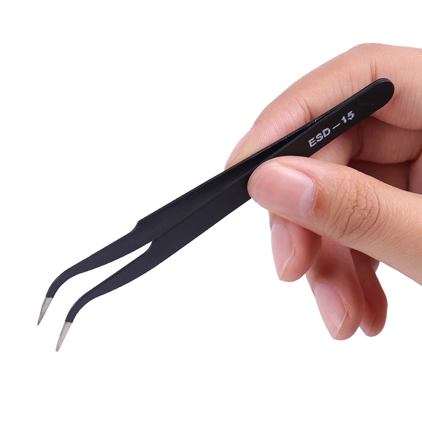 9PCS Anti-static Tweezers Precision Tweezers Set Stainless Steel Curve ...