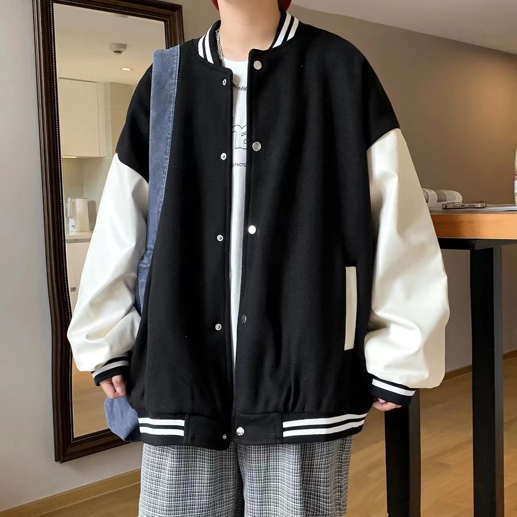 Men's Baseball Jacket - Korean Loose Fit Spring Autumn Coat | Shopee ...