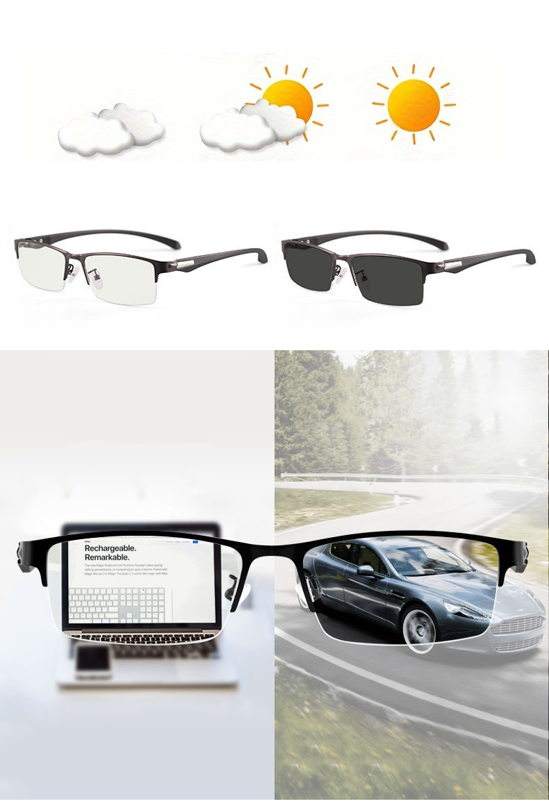 Photochromic Glasses Unisex Anti Blue Light Metal Frame Computer ...