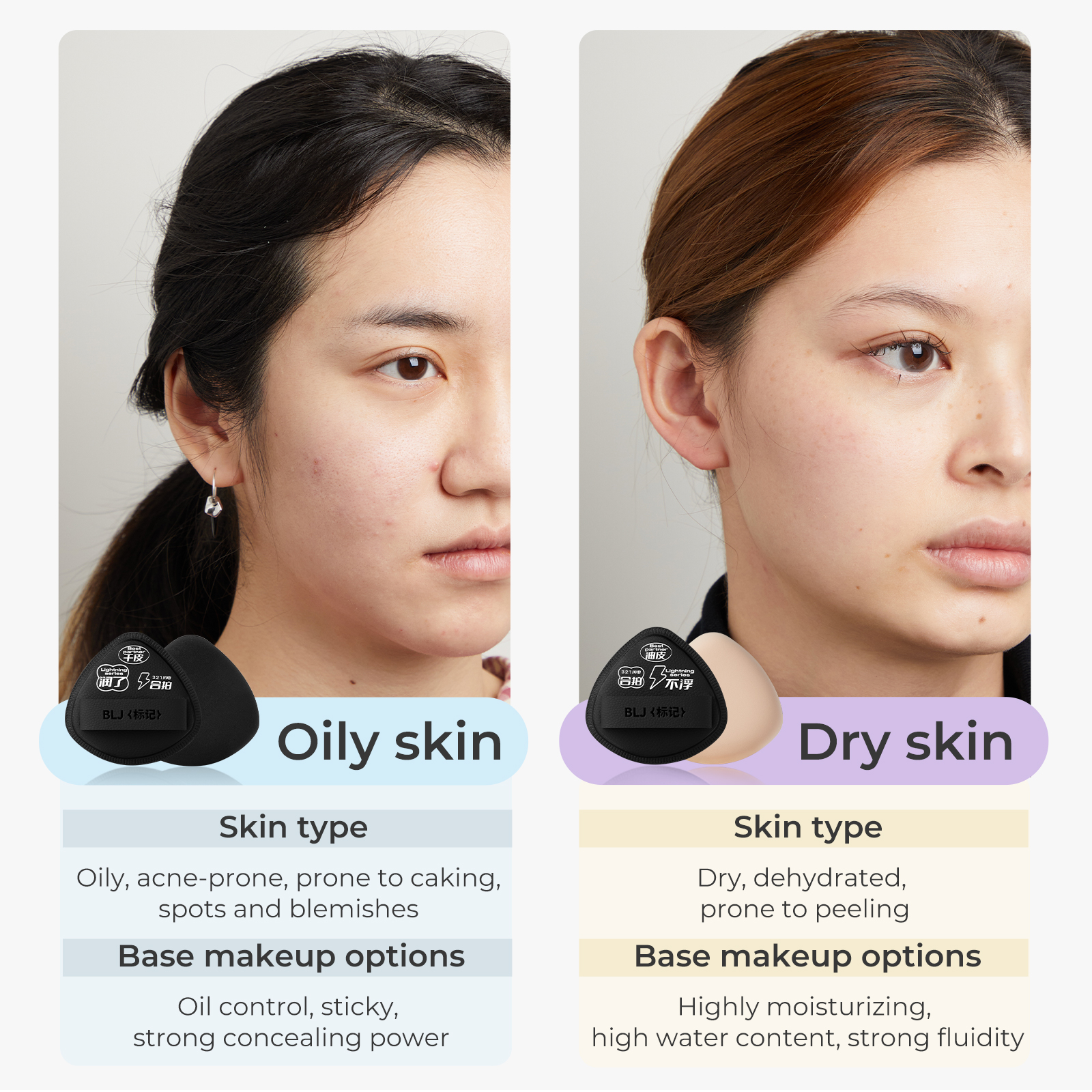 BLJ customized foundation makeup puffs for different skin types 2pcs ...