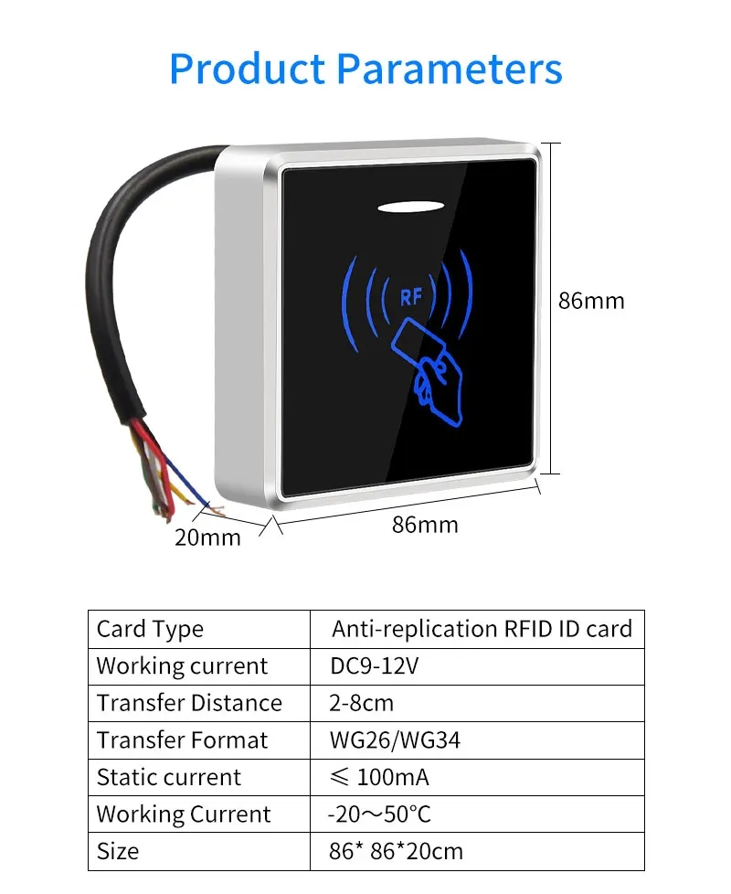 No Relay Anti copy Rfid keypad Card reader Wiegand 26/34 Output Reader For Access Control System ...