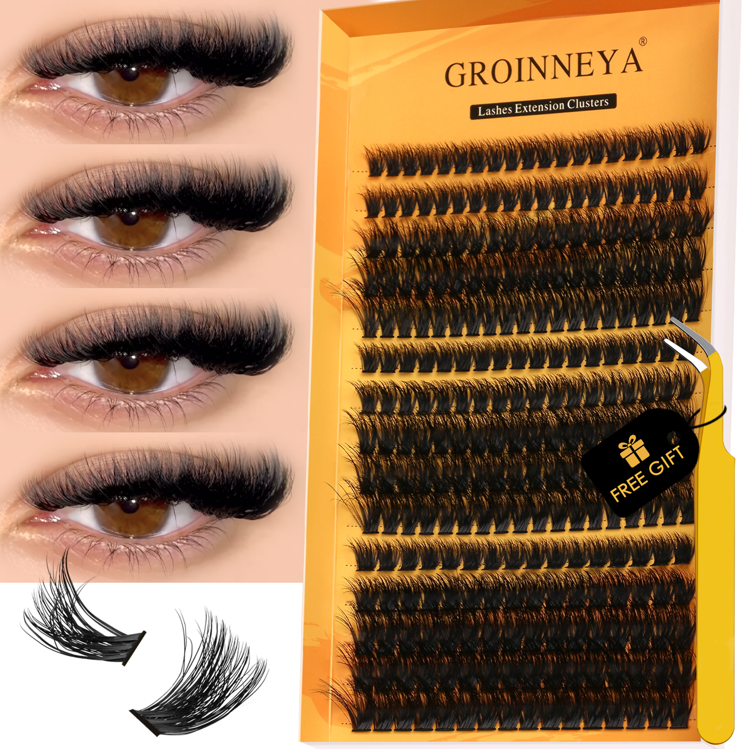 GROINNEYA DIY Lashes Extension Set Individual Lashes Cluster Mix ...