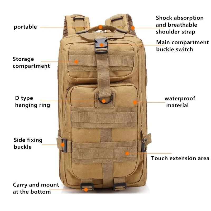 INSVUG Tactical Backpack Outdoor Waterproof Camping Hiking Bag Outdoor ...