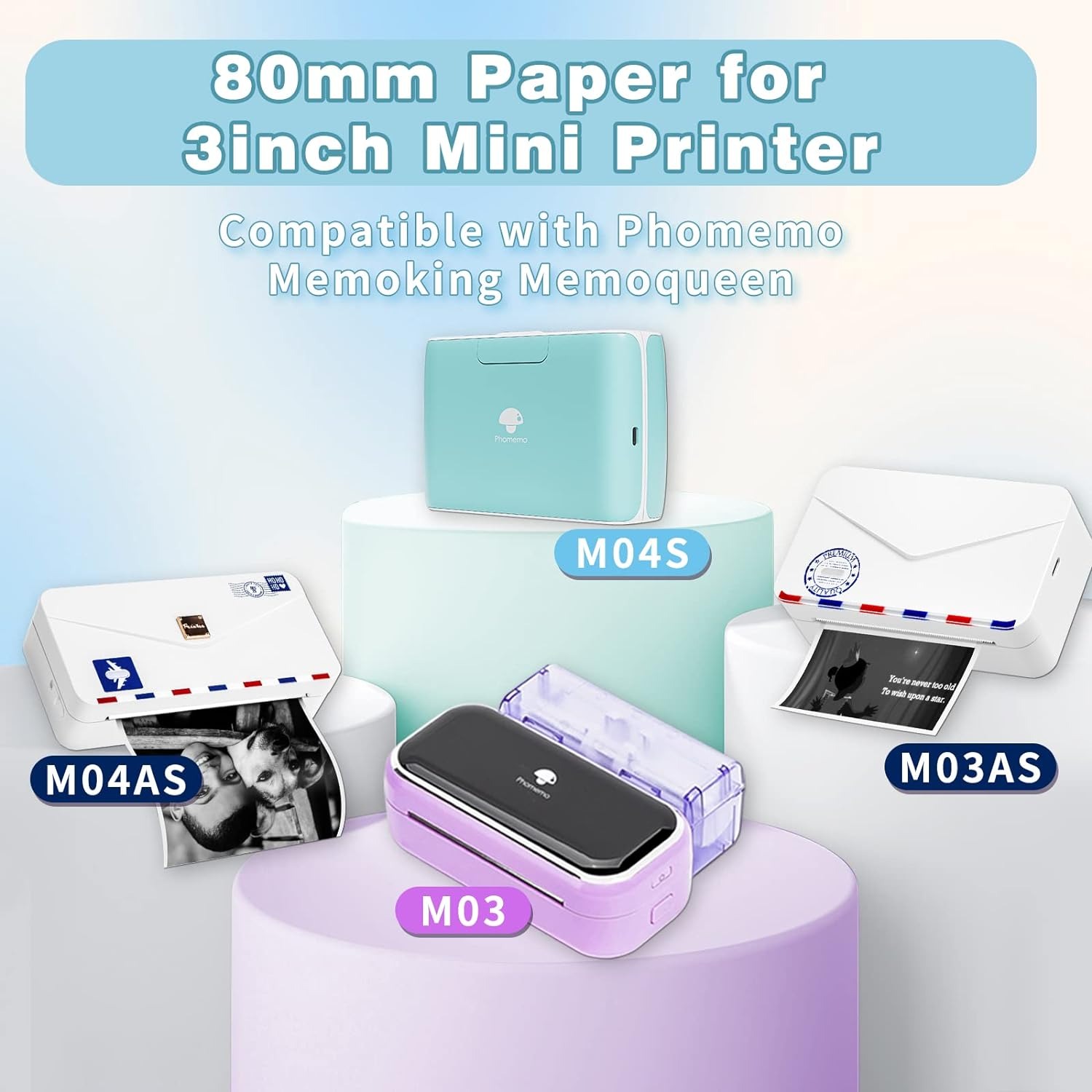 80mm Color Continuous Thermal Label Sticker,For Phomemo M03/M03AS/M04S ...