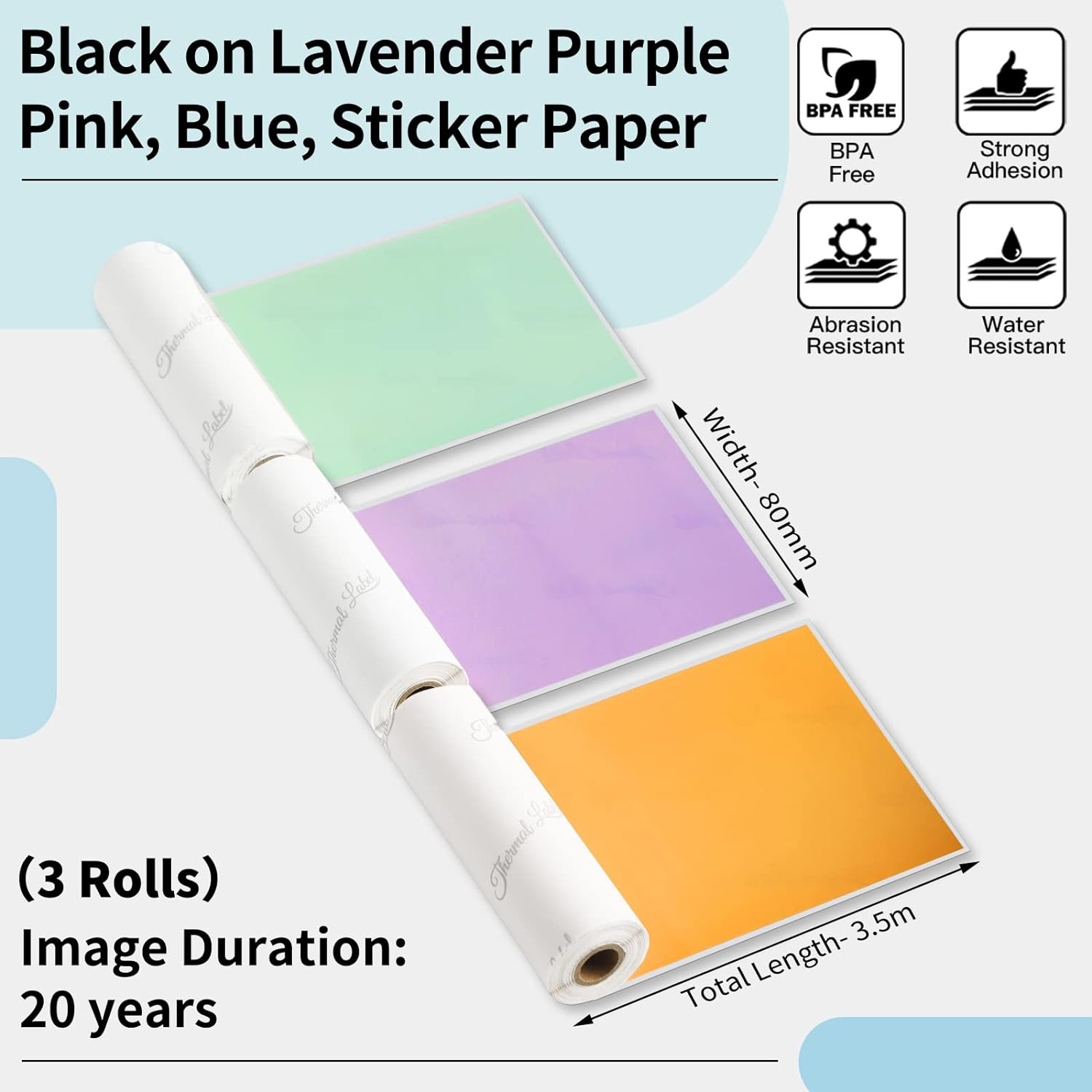 80mm Color Continuous Thermal Label Sticker,For Phomemo M03/M03AS/M04S ...