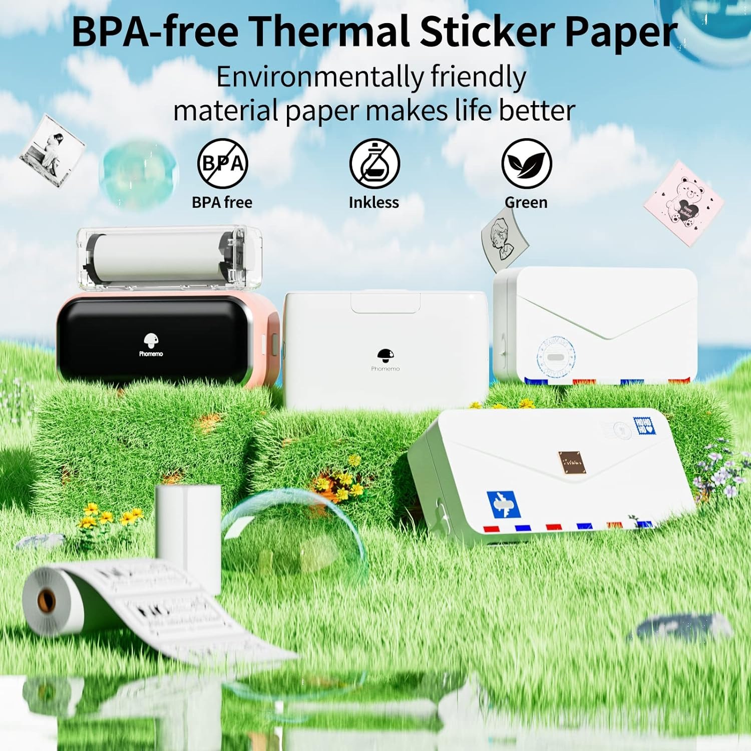 80mm Continuous Thermal Label Sticker,For Phomemo M03/M03AS/M04S/M04AS ...