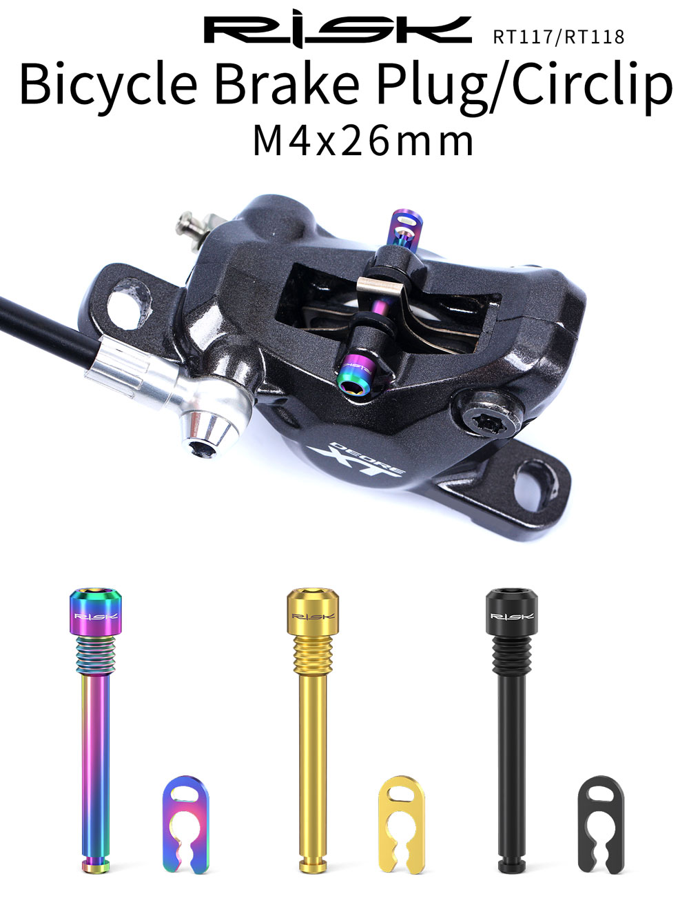 RISK Bicycle Hydraulic Disc Brake Pad Bolts M4 Titanium Alloy Fixing ...