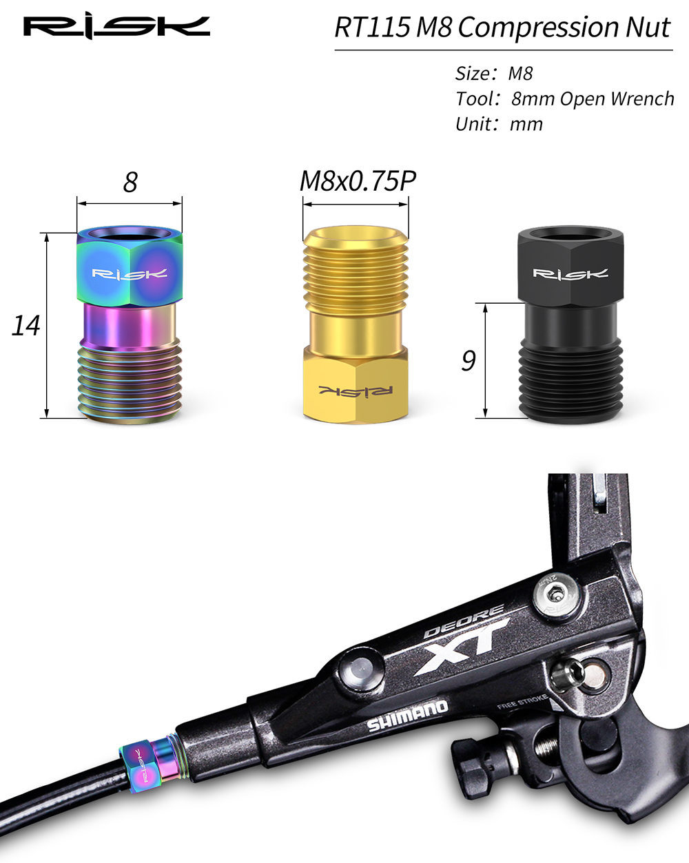 RISK Titanium Screw Bicycle Oil Disc Brake Clamp Bolts For SHIMANO/SRAM ...