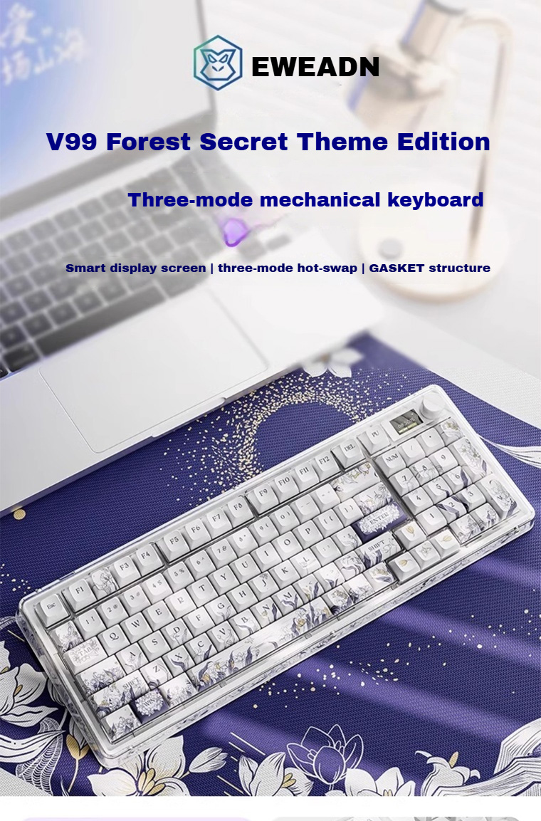 EWEADN V99 Forest Secret Environment customized mechanical keyboard Wireless Bluetooth Office ...