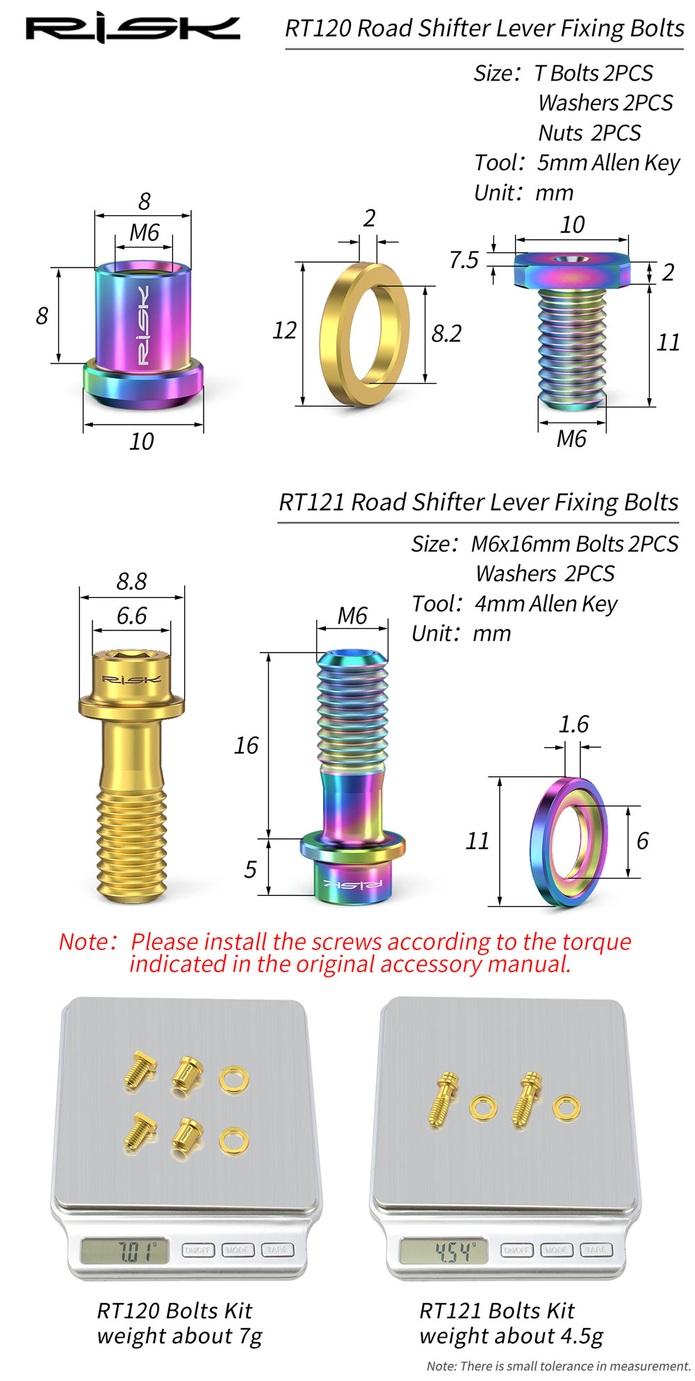 RISK Titanium Alloy Road Shifter Lever Fixing Screw Gear Shift Clamp Ring Fixed Bolt Hand Change ...