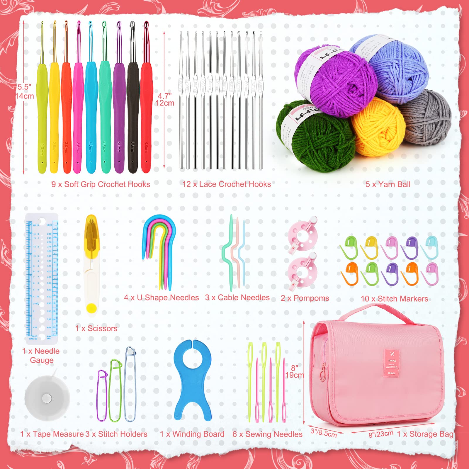 Beginner Crochet Kit For Adults 59pcs/set Knitting Starter Kit Adults ...