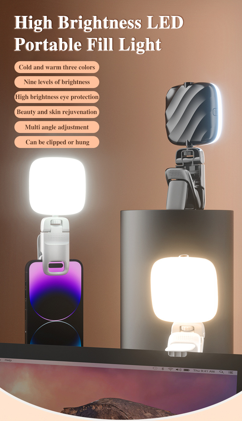 Fill Light Portable Mini Selfie Light Pocket Light/ 3 Light Modes Lens ...