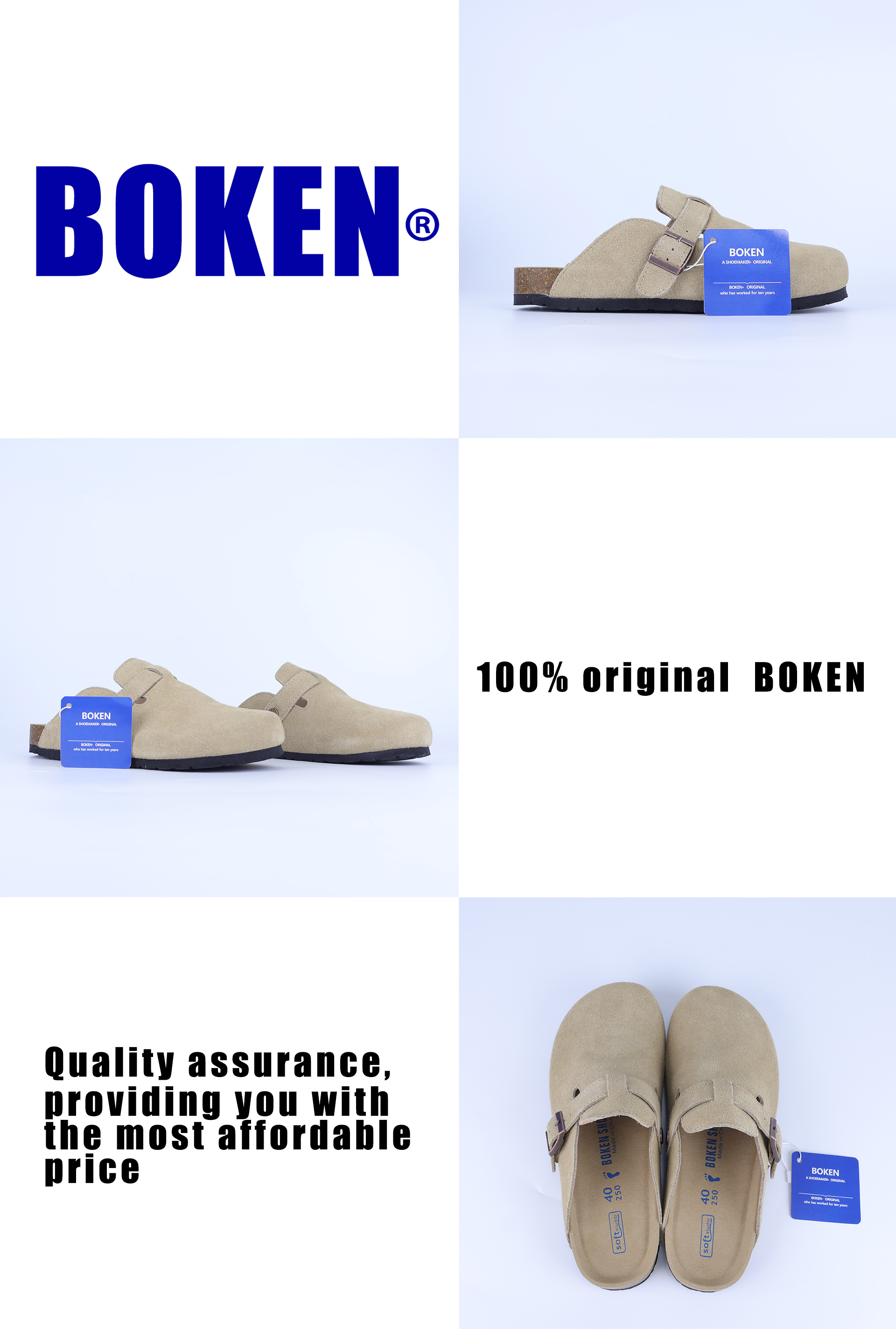 BOKEN Sandals Slippers Men Mules Outdoor Beach Flat Classic Casual Soft ...