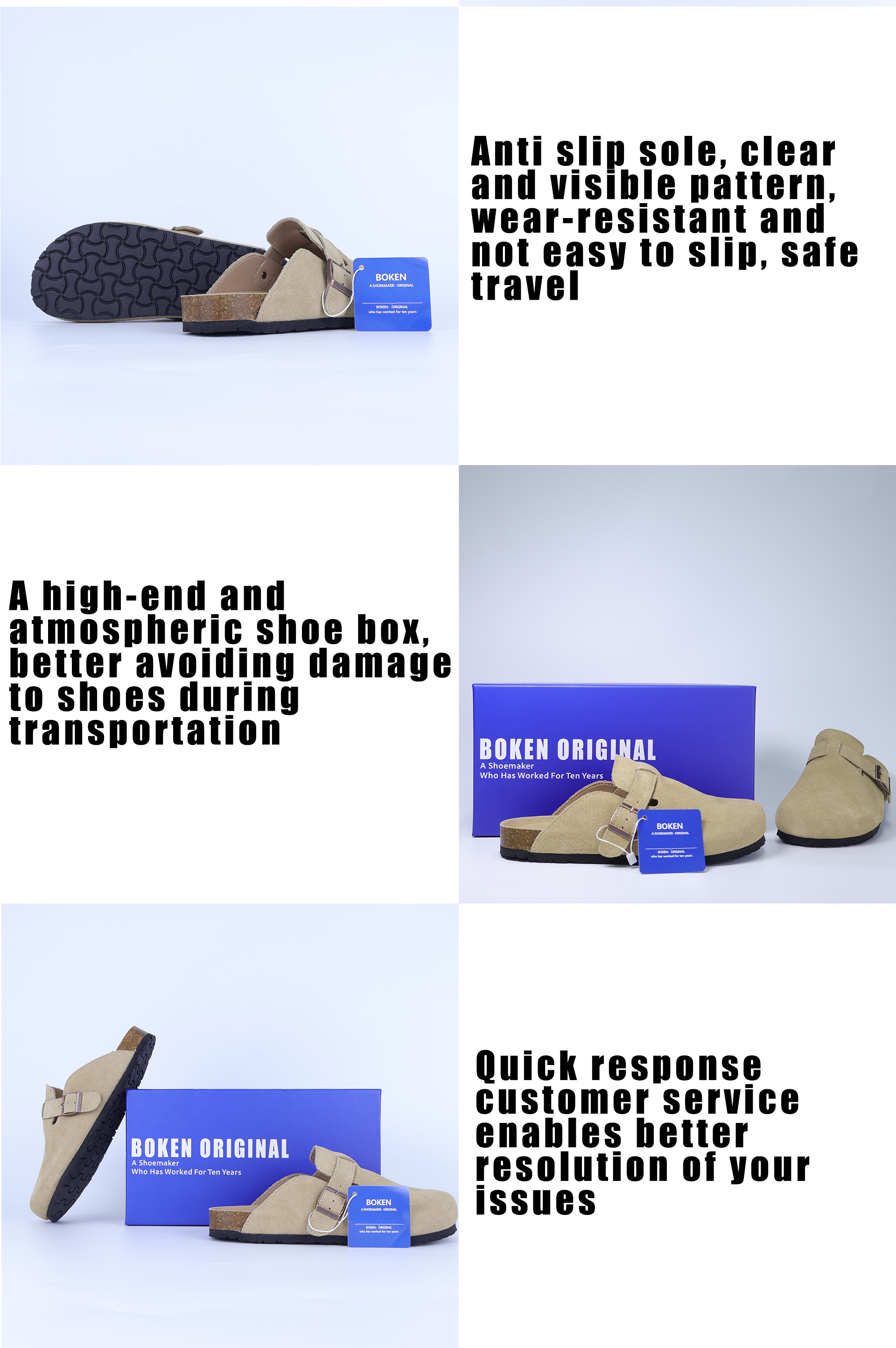 BOKEN Sandals Slipper Men Mules Outdoor Beach Flat Classic Casual Soft ...