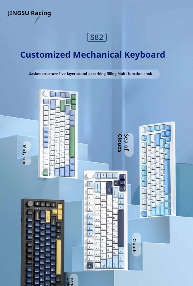 JINGSU S82 three mode customized wireless game mechanical keyboard ...