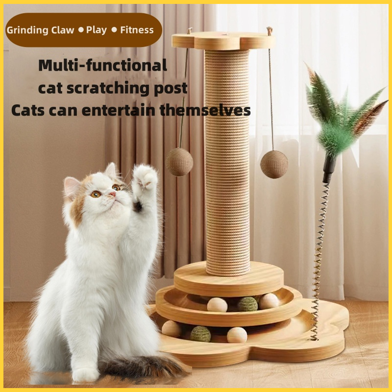 Solid Wood Type Of Cat Scratching Post Natural Sisal And Interactive ...