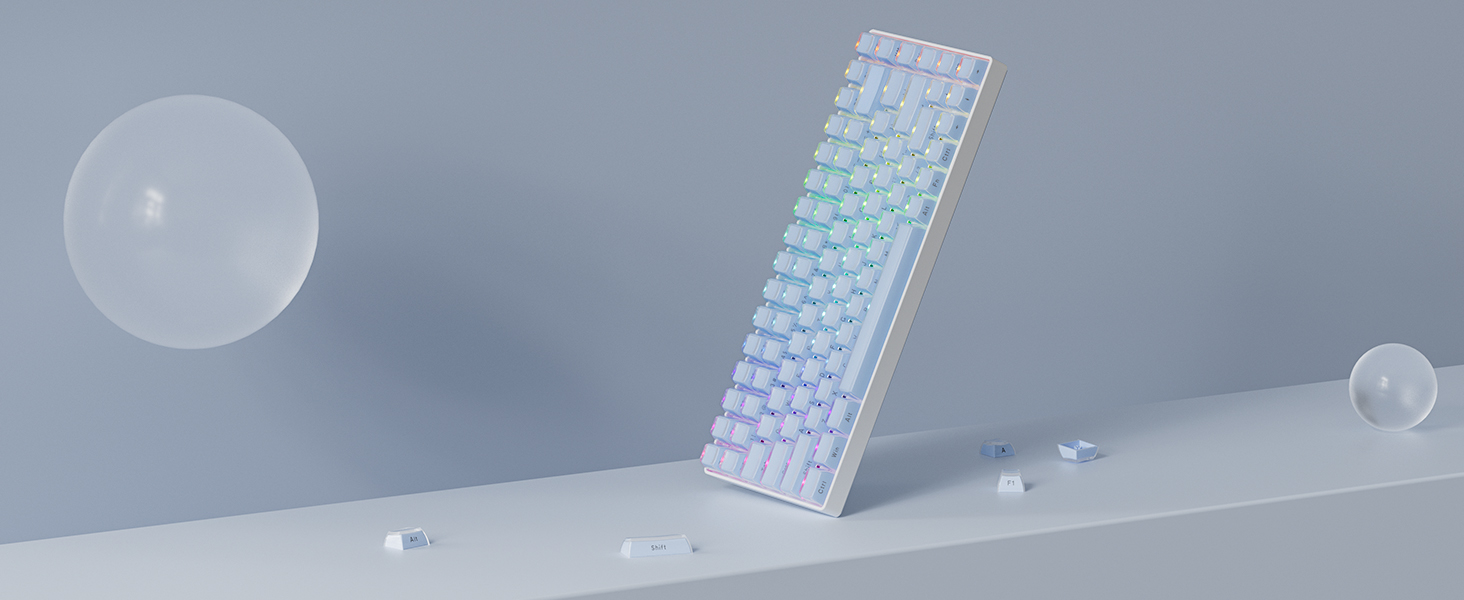 WOMIER Crystal Jelly Keycaps, OEM Profile 113 Keys Custom Pink/Blue Keycaps, Letter Side ...