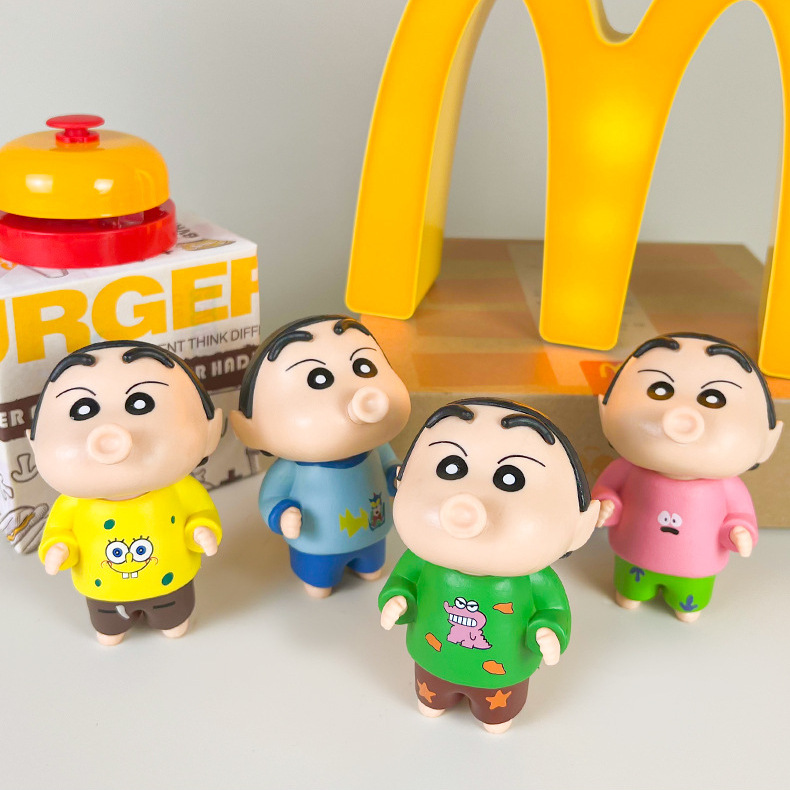 4Pcs/Set 9cm Yoshito Usui Anime Crayon Shin-chan Patrick Star Clothes ...