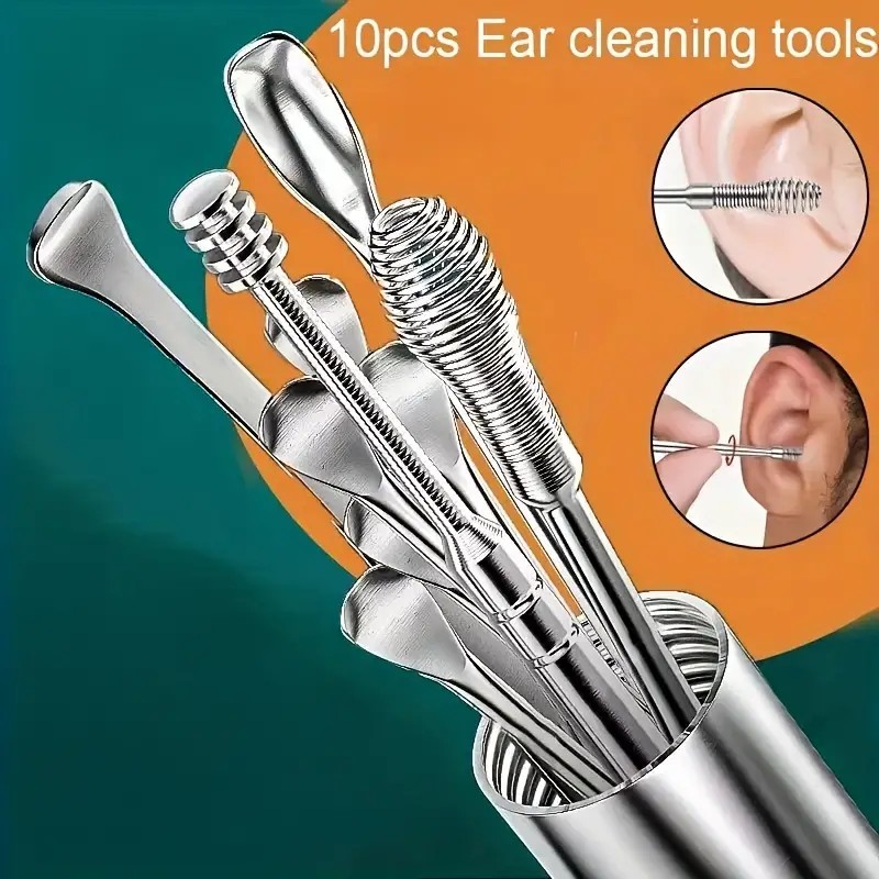 Stainless Steel Ear Cleaner Kit, Earbud Set for Easy Earwax Removal ...