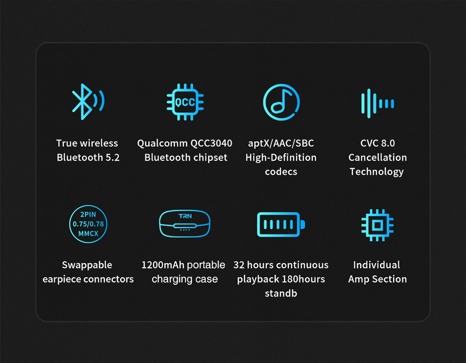 TRN BT30 PRO TWS Wireless Bluetooth Upgrade Cable Module Earhook 5.2 Bluetooth Qualcomm Headset ...