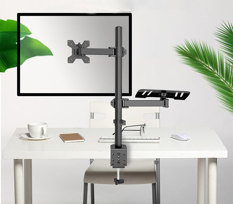 ULIKE Dual Arm Monitor Stand With Laptop Tray Dual Arm Desk Mount Fully ...
