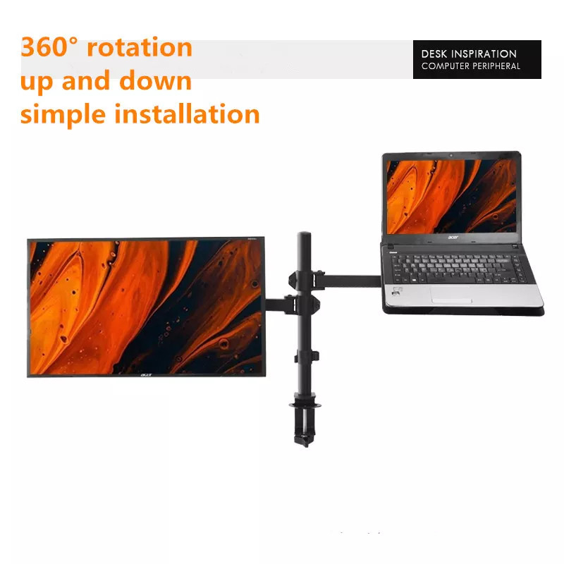 ULIKE Dual Arm Monitor Stand With Laptop Tray Dual Arm Desk Mount Fully ...