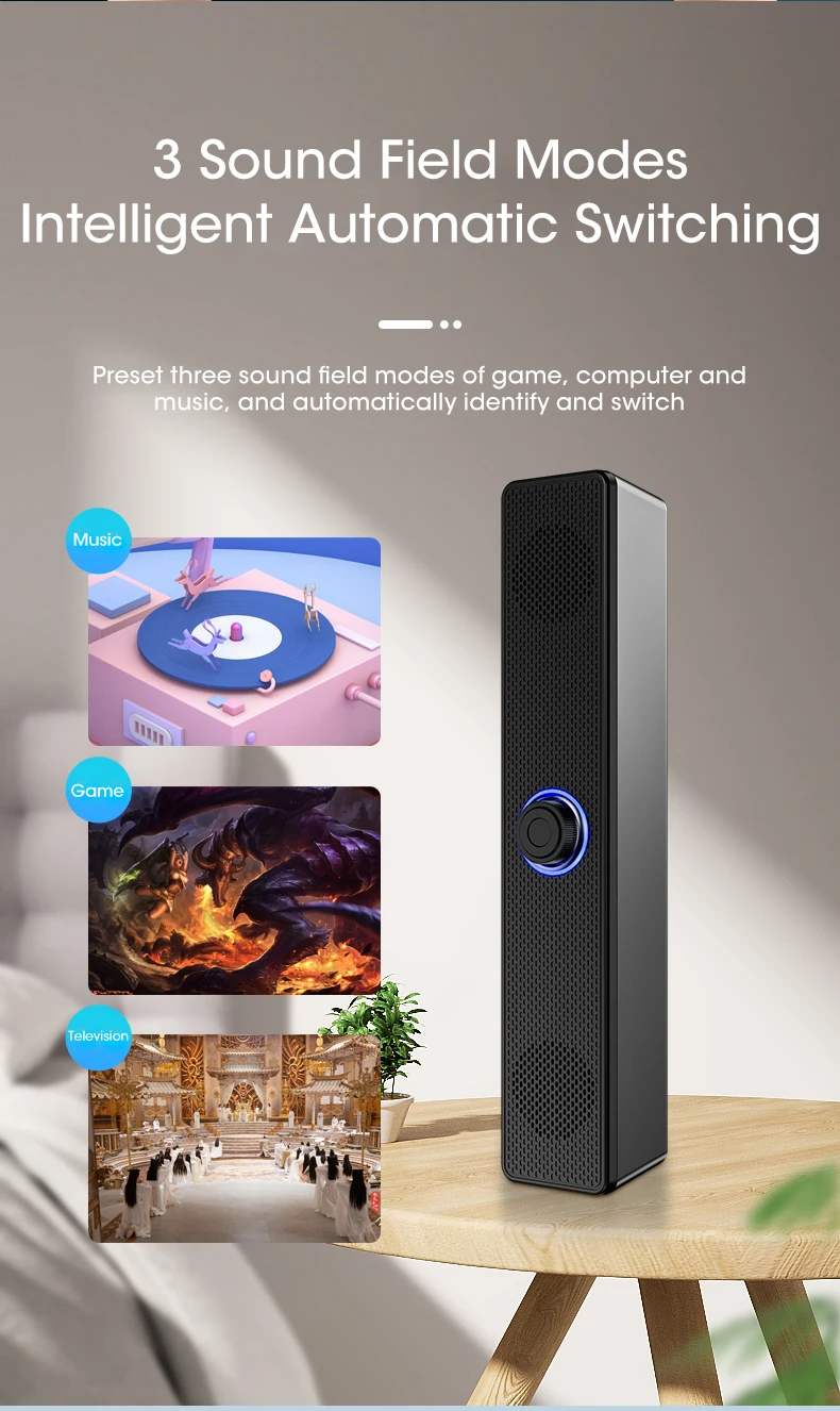 PC Soundbar USB Wired Speaker Heavy Bass Subwoofer Boom Box Surround ...