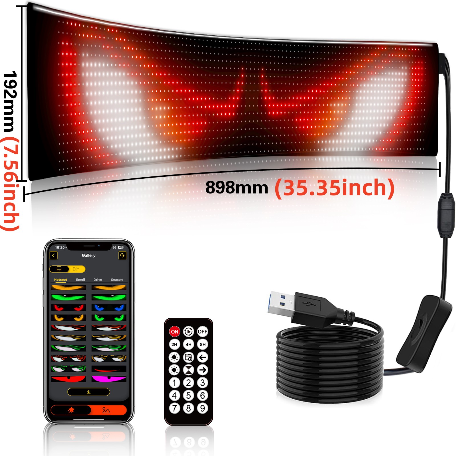 LED Car Truck Evil's Eye Light Sign Animation LED Matrix Pixel Panel ...