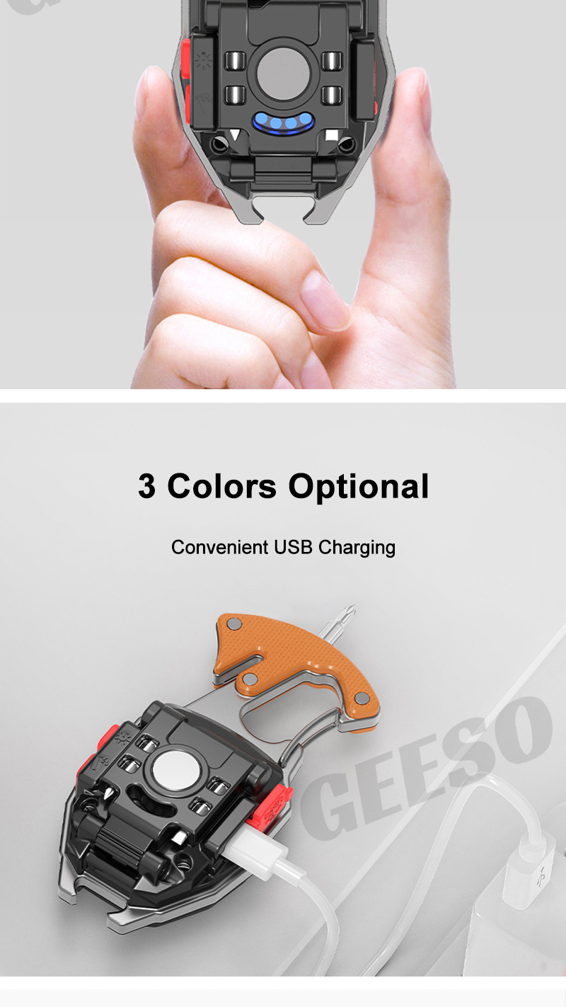 GEESO Keychain Flashlight Rechargeable Emergency Work Light Multifunction Led Mini Flashlight ...