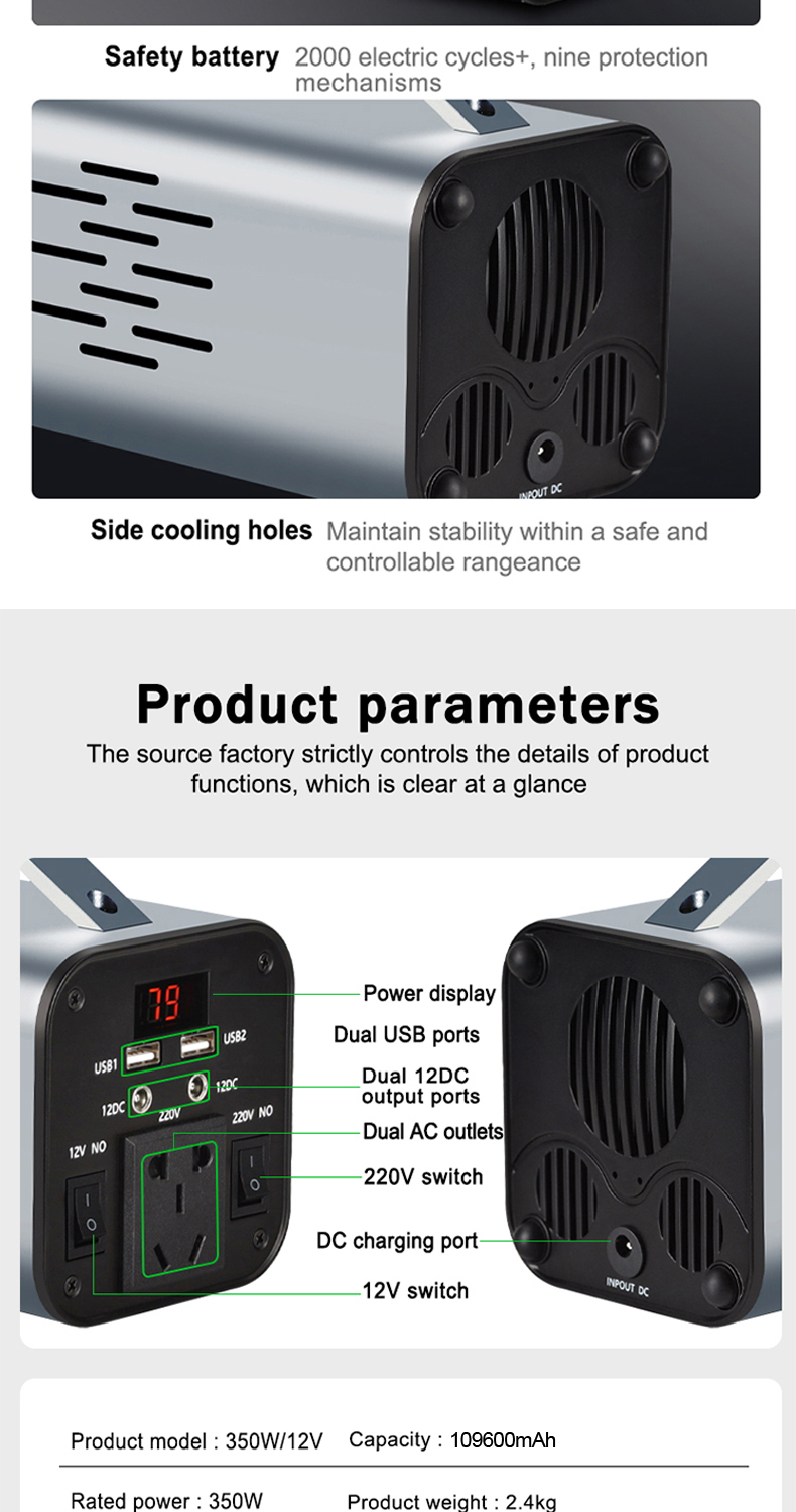 350W/1090600mAh Power Station 220V Multi-Function Portable Power Bank ...