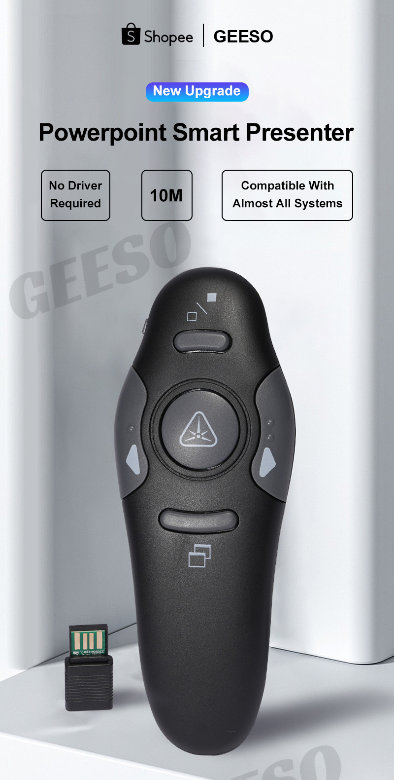 GEESO Powerpoint Smart Presenter Meeting 2.4GHz Wireless Presenter ...