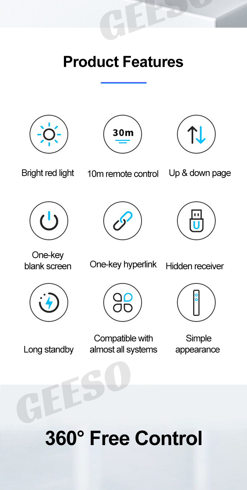 GEESO Powerpoint Smart Presenter Meeting 2.4GHz Wireless Presenter ...