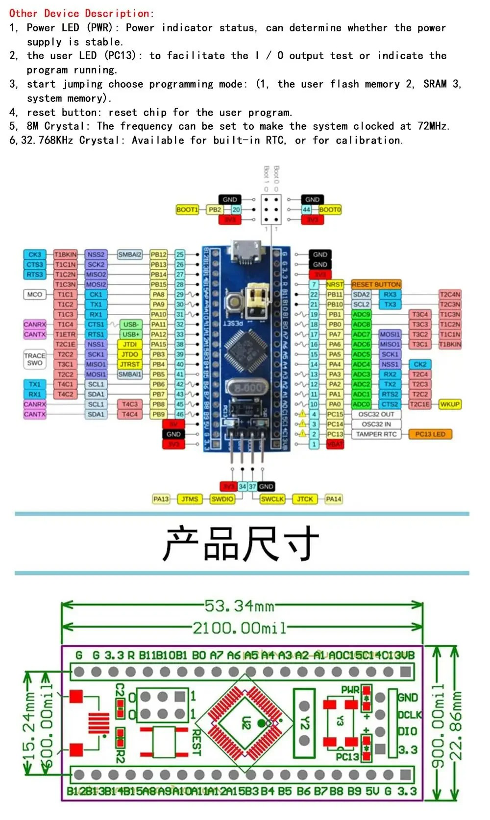 STM32F103C8T6 CH32F103C8T6 ARM STM32 Minimum System Development Board ...