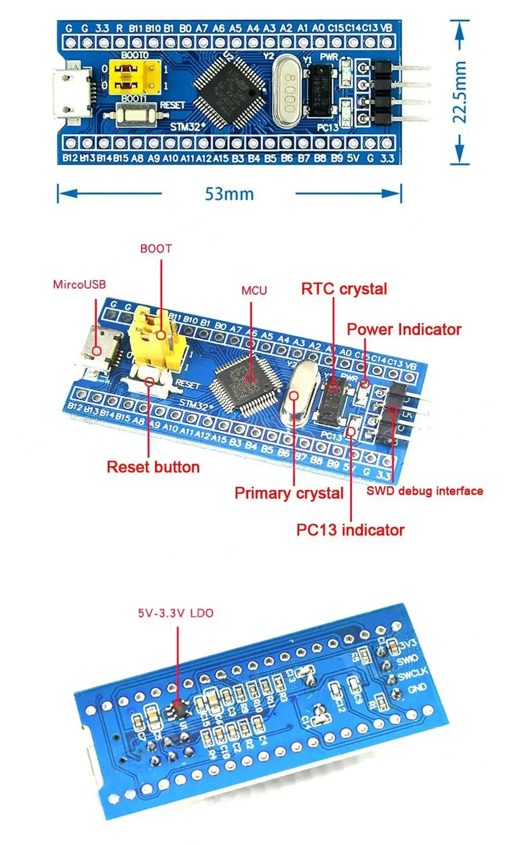 STM32F103C8T6 CH32F103C8T6 ARM STM32 Minimum System Development Board ...