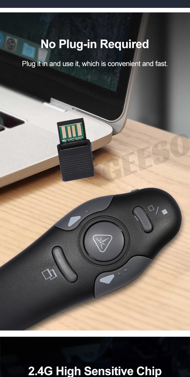 GEESO Powerpoint Smart Presenter Meeting 2.4GHz Wireless Presenter ...