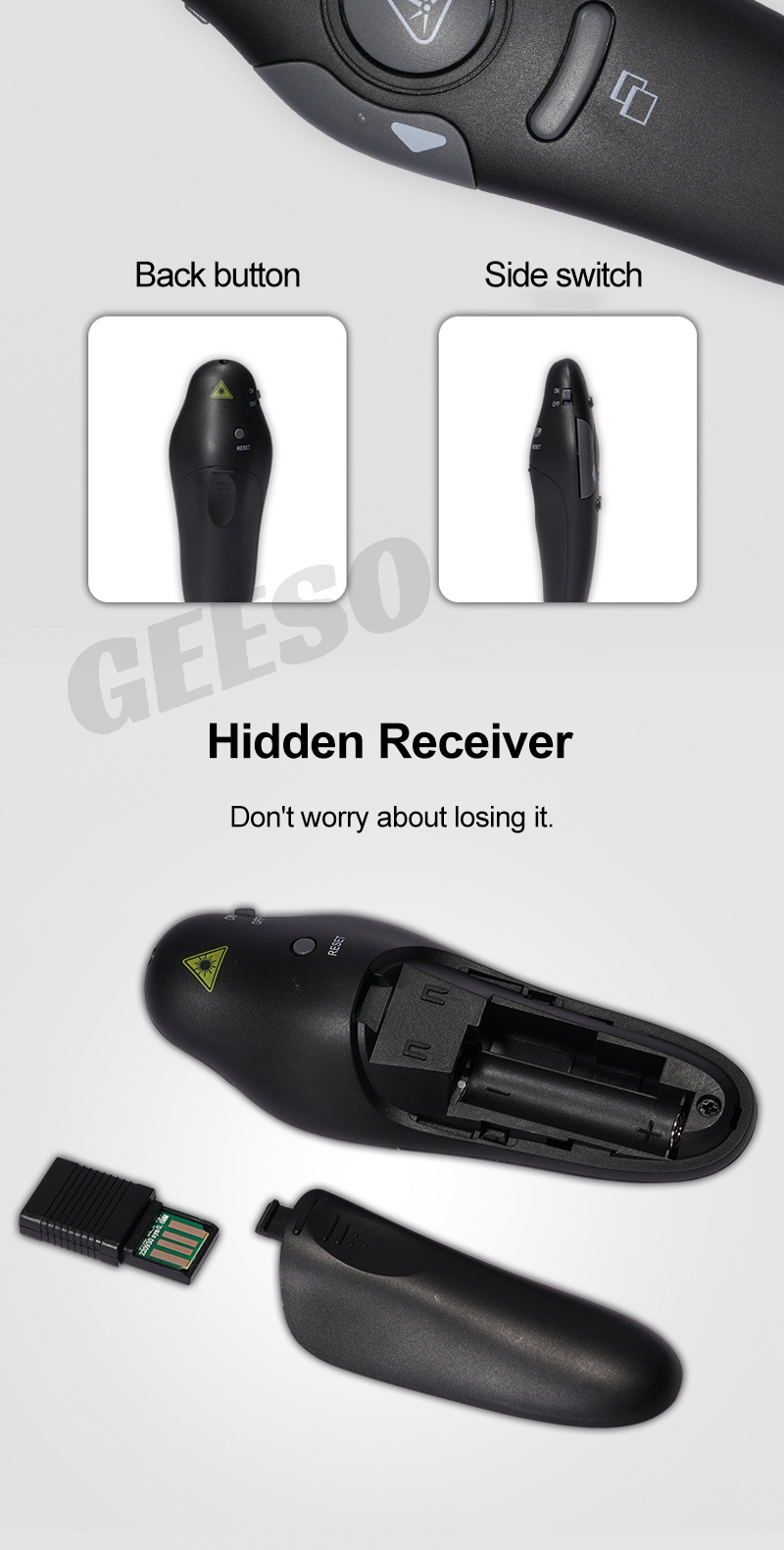 GEESO Powerpoint Smart Presenter Meeting 2.4GHz Wireless Presenter ...