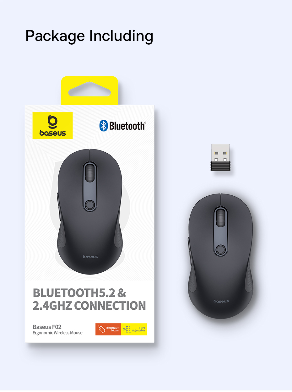 Baseus F02 Ergonomic Wireless Mouse（without Battery） | Shopee Philippines