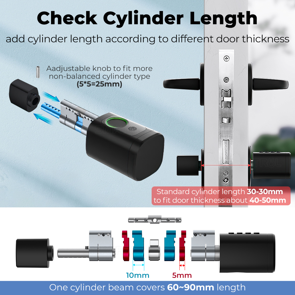 SMATRUL Tuya Bluetooth BLE Fingerprint Passcode Keypad Door Lock Knob ...
