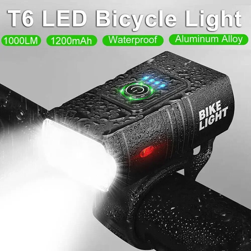 T6 LED Bicycle Light 10W 1200LM 6 Modes USB Rechargeable MTB Bike Front ...