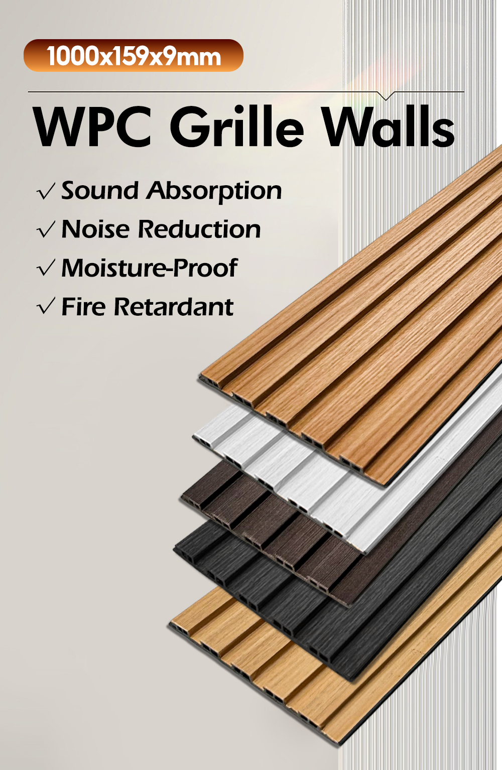 PVC Wood Panel Board Grille Design TV Background Fluted Wall Panel ...