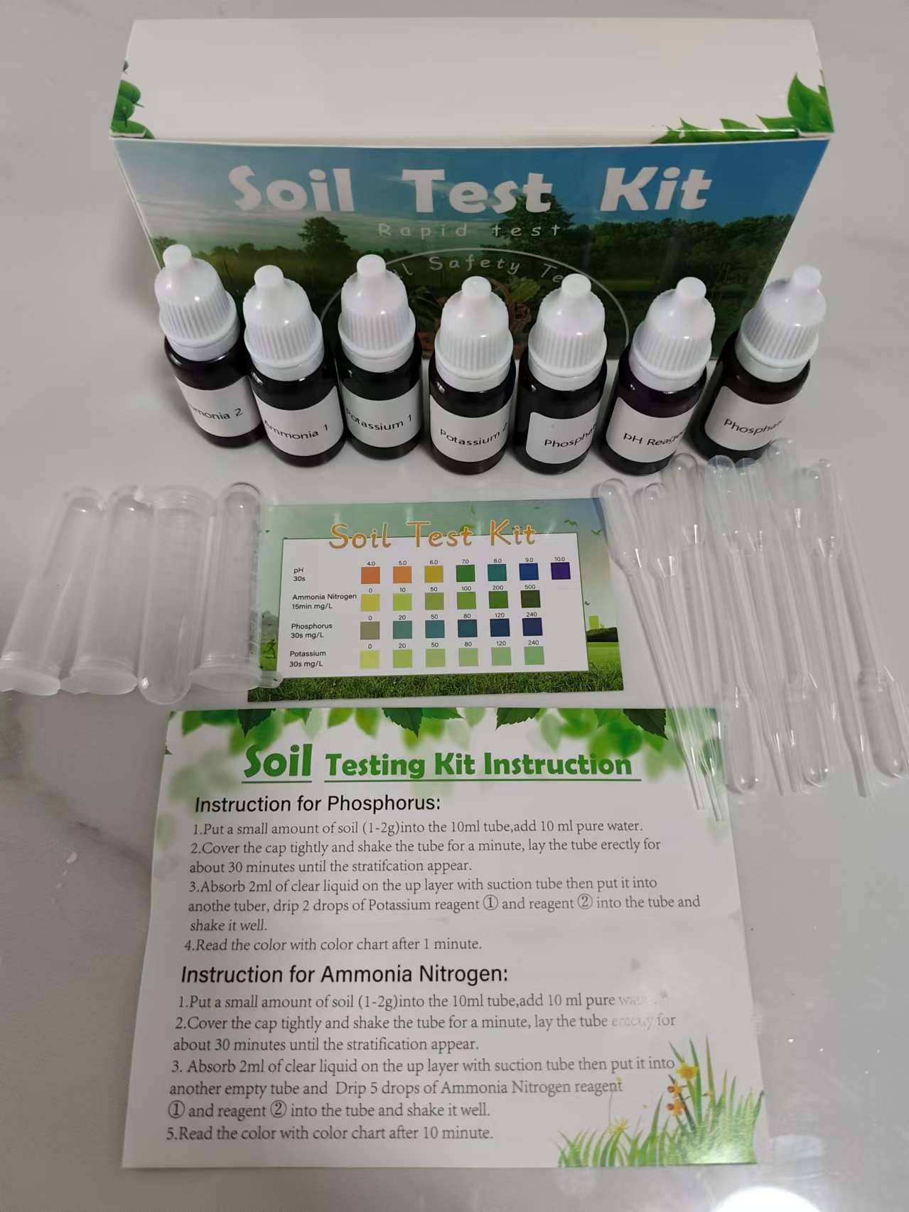 Soil Testing Kit -7 Bottles Soil tester PH Meter Ammonia Nitrogen Meter ...
