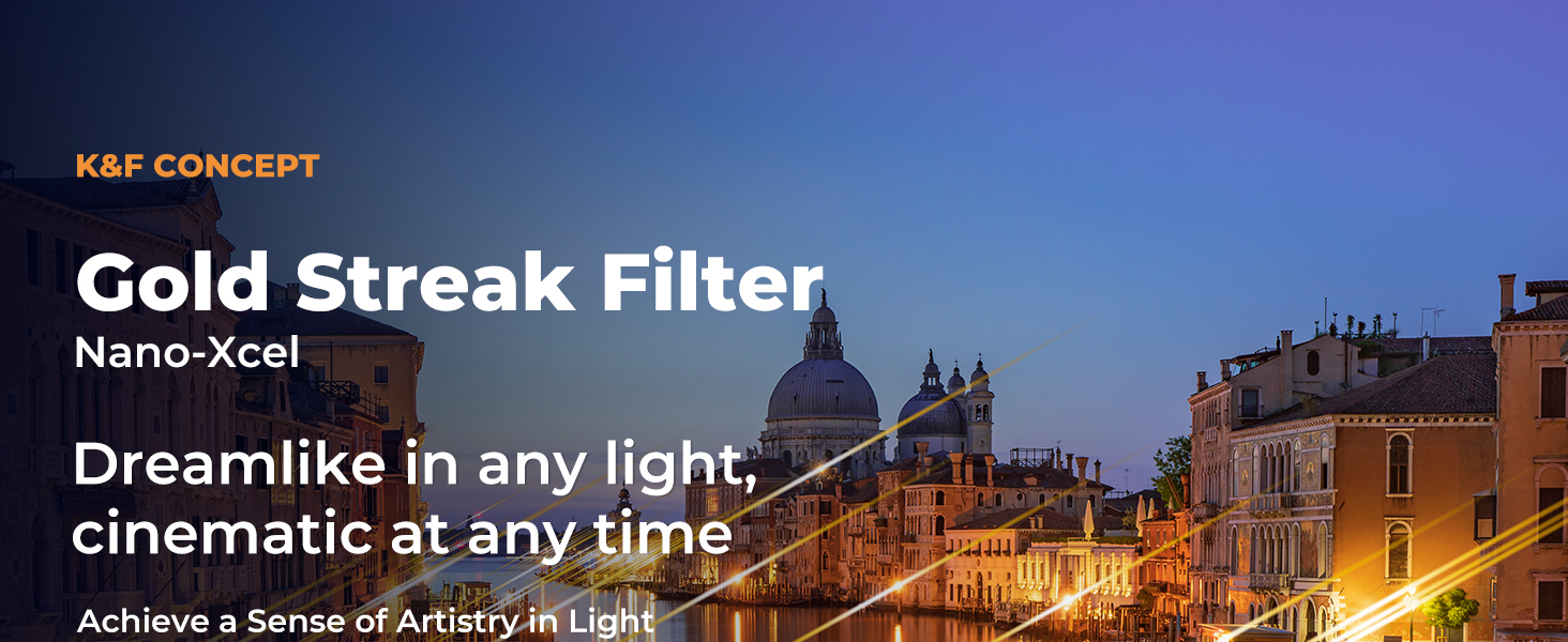 K&F Concept Gold Streak Effect Lens Filter (2mm) Anamorphic Optical ...