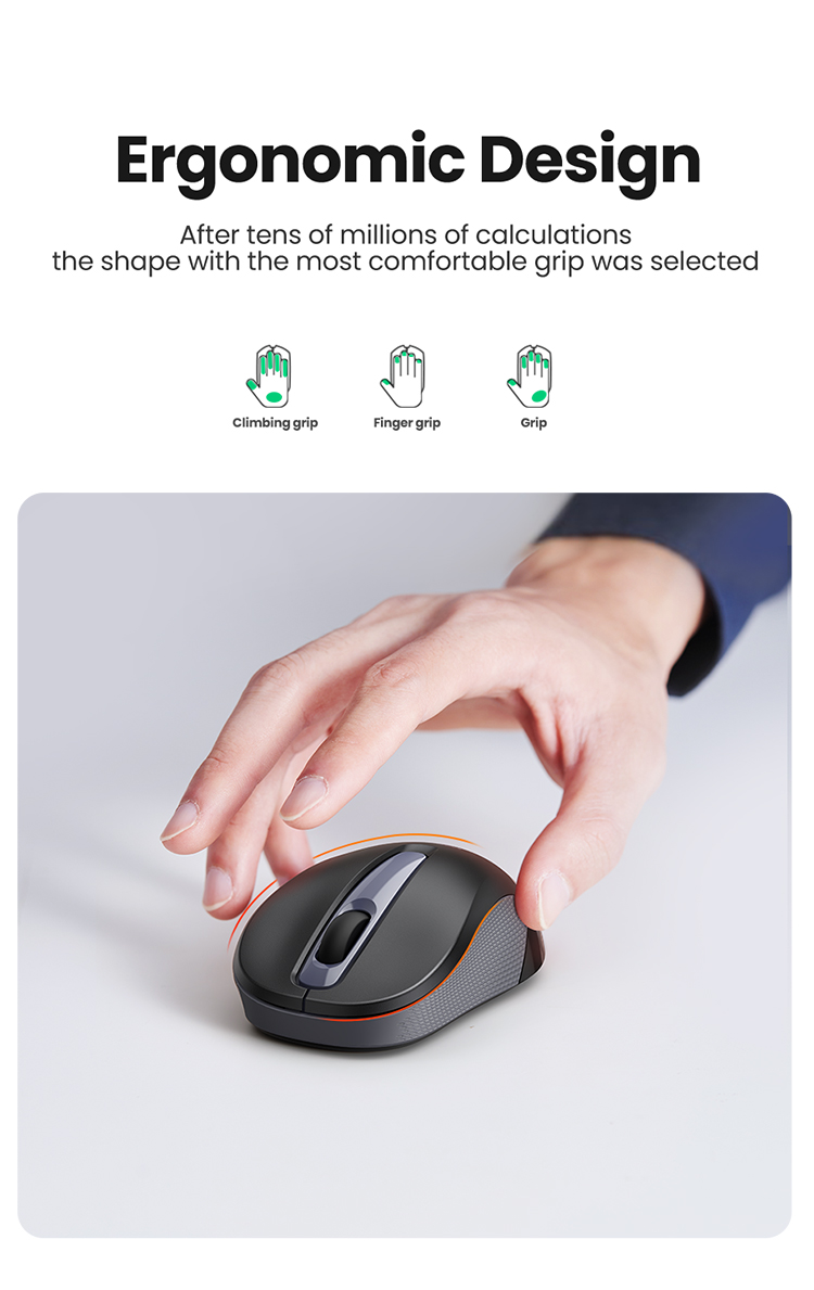 Ugreen Wireless Mouse Mute 2.4g 2400dpi Ergonomic Computer Office Mute ...