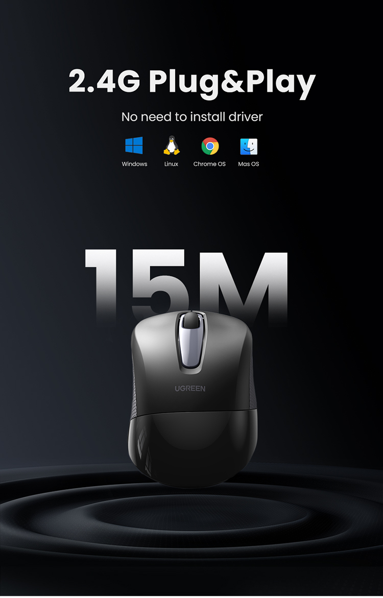 Ugreen Wireless Mouse Mute 2.4g 2400dpi Ergonomic Computer Office Mute ...